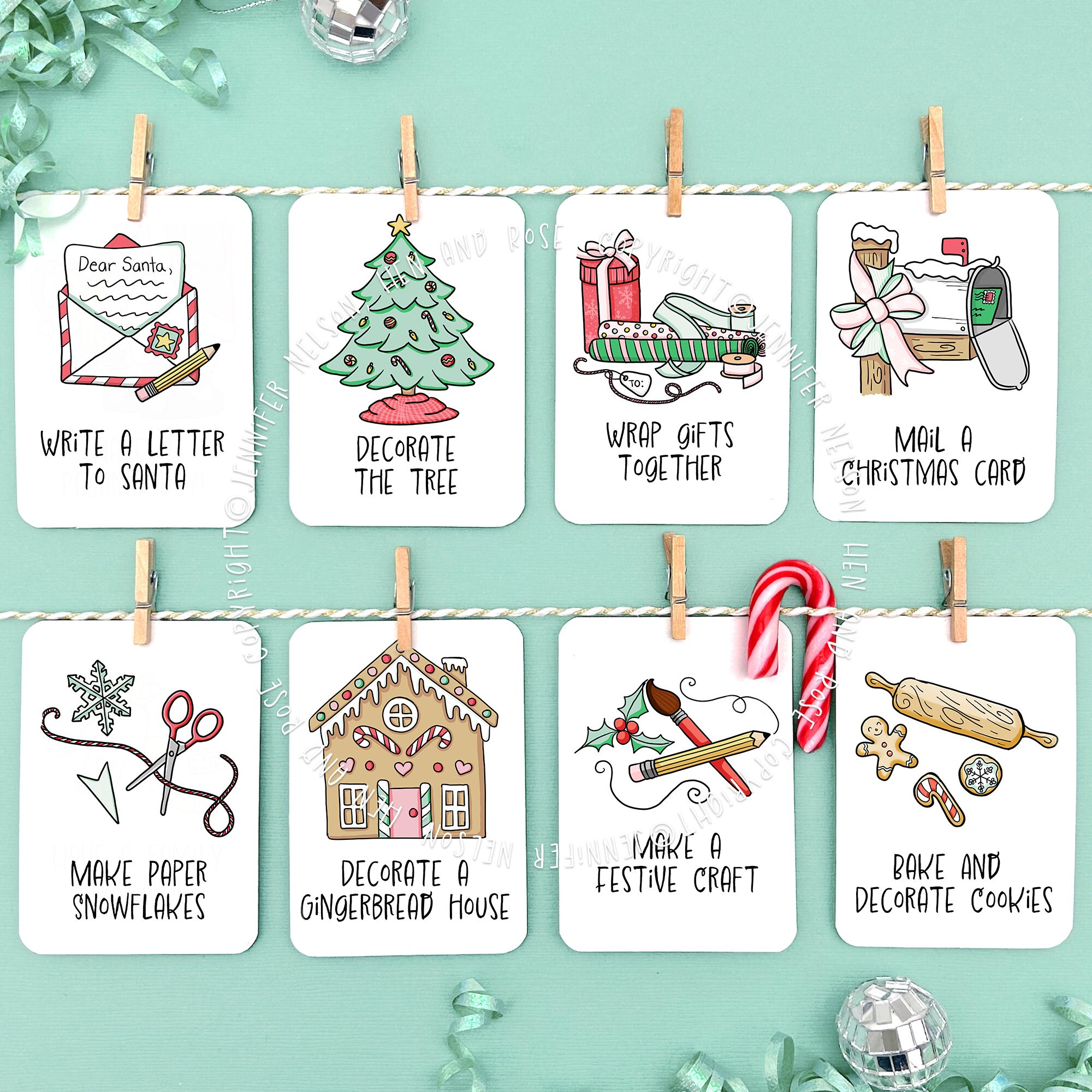 56 Advent Activity Cards, Hand Drawn Digital Download, Christian Family ...