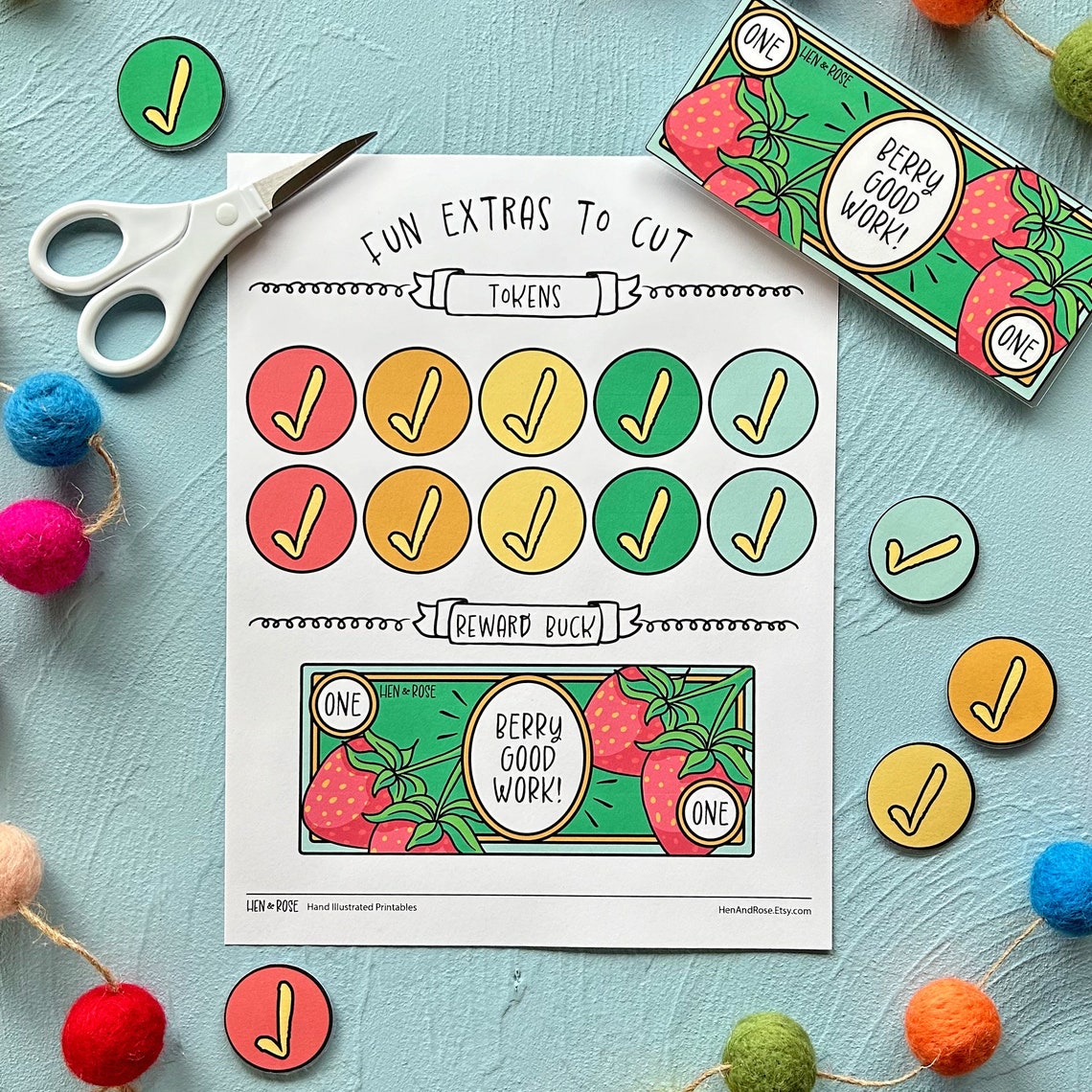 Kids Reward Chart Kit Healthy Foods Reward Bucks Coupon 10 Tokens ...