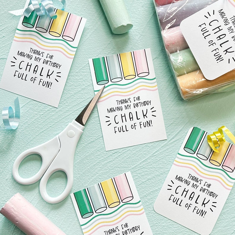 Birthday Party Chalk Gift Tags, Printable Art Party Favor for Kids ...