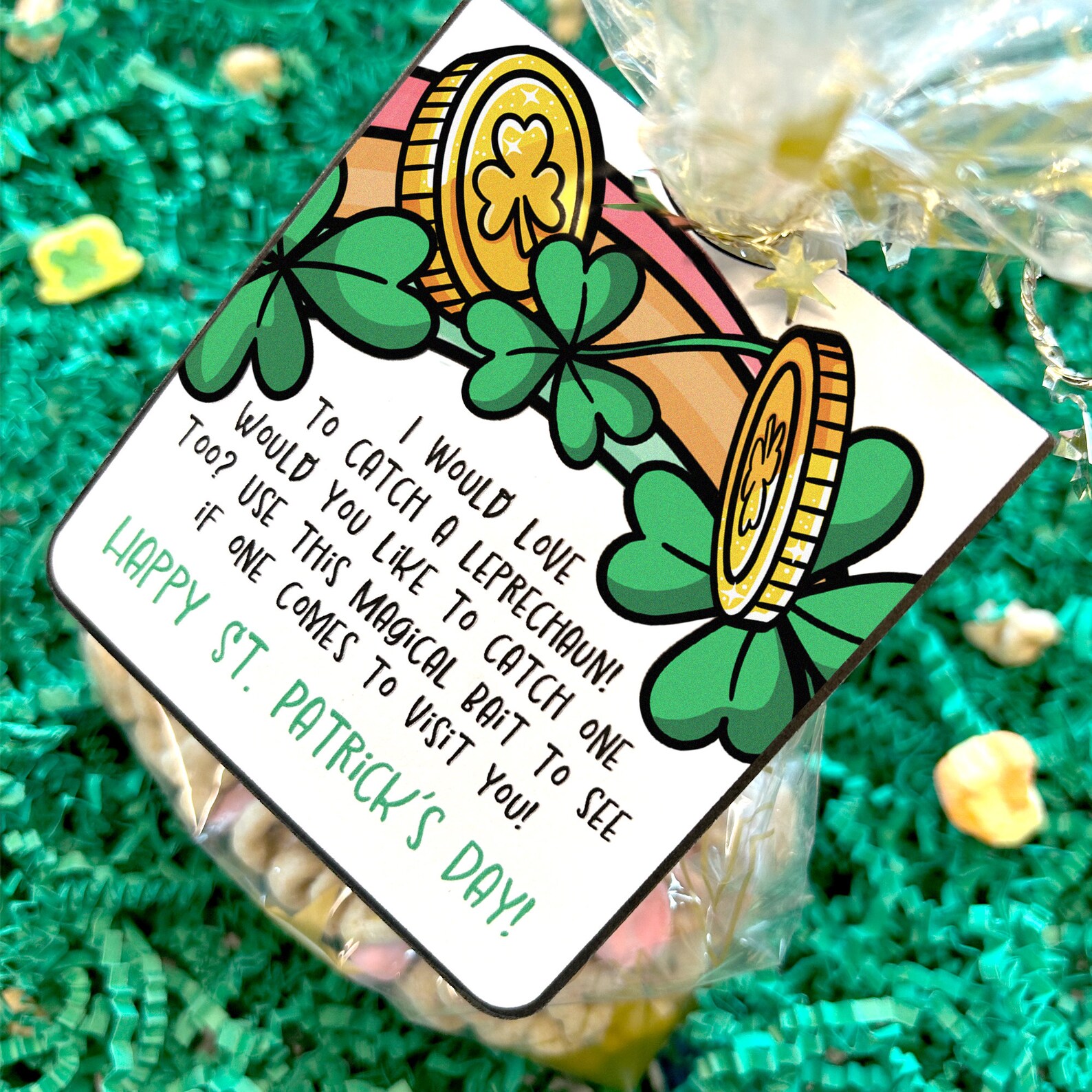 Leprechaun Bait Printable for Kids, St. Patricks Day Folding Tag for ...