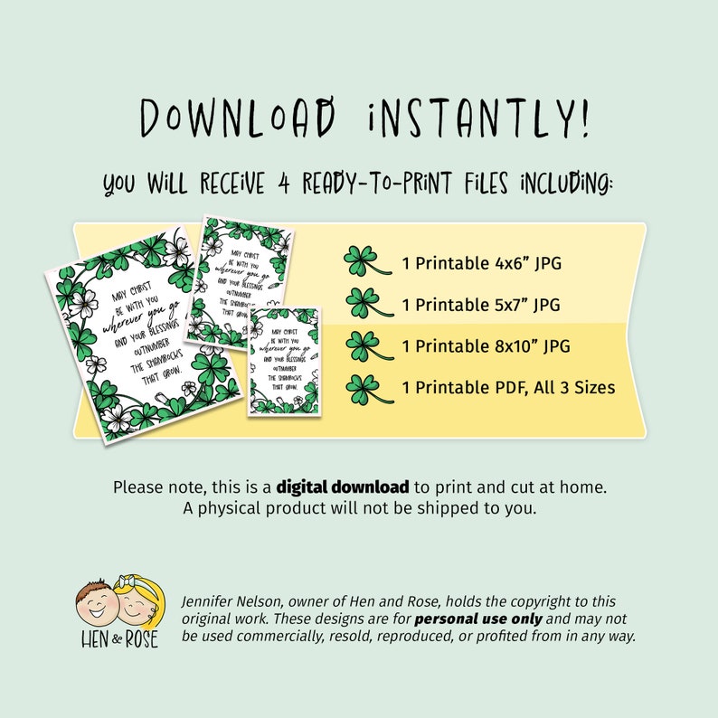 Christian Irish Blessing Spring Art Print, Shamrock St. Patrick's Day ...