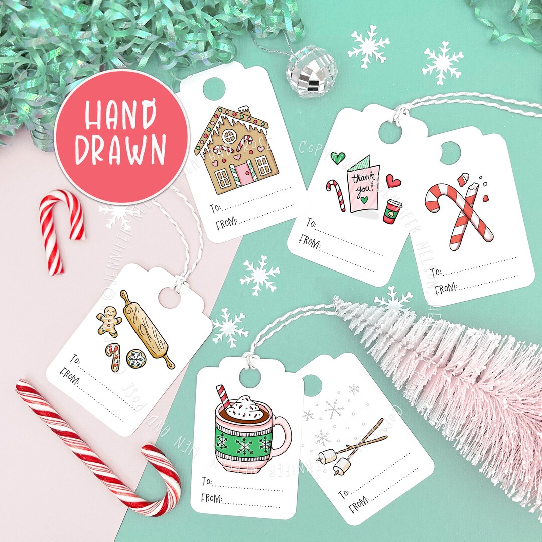 Hand Drawn Christmas Treat Gift Tags Winter Holiday Season Instant ...