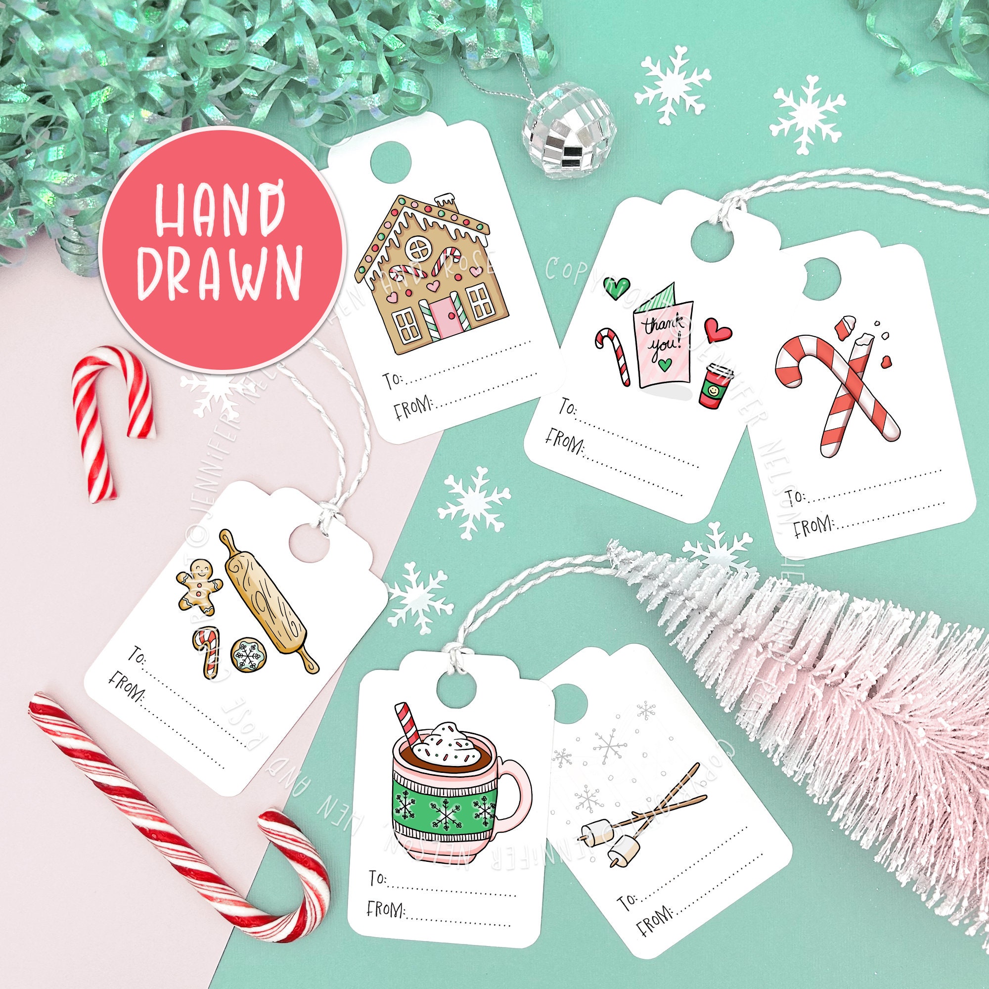 Hand Drawn Christmas Treat Gift Tags Winter Holiday Season Instant ...
