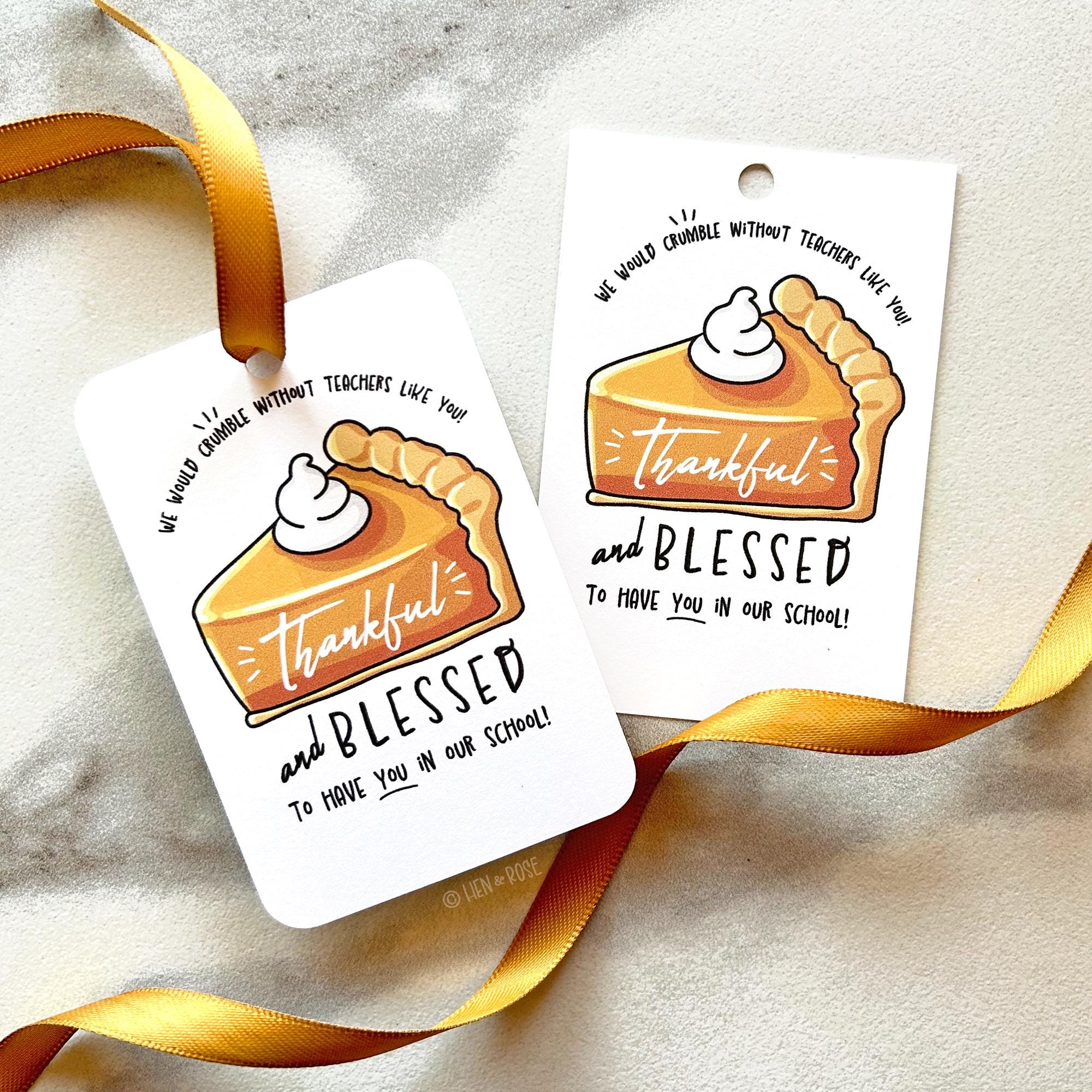 Teacher Appreciation Gift Tag, Thankful + Blessed Fall Thanksgiving ...