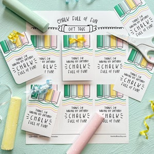 Birthday Party Chalk Gift Tags, Printable Art Party Favor for Kids ...