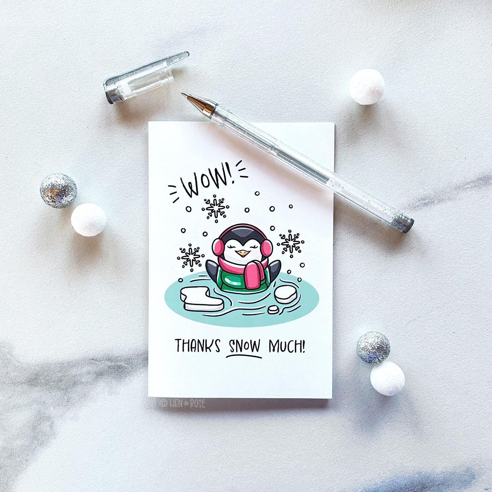 Wow! Thanks Snow Much Penguin Card PDF, Printable 4x6 Thank You for ...