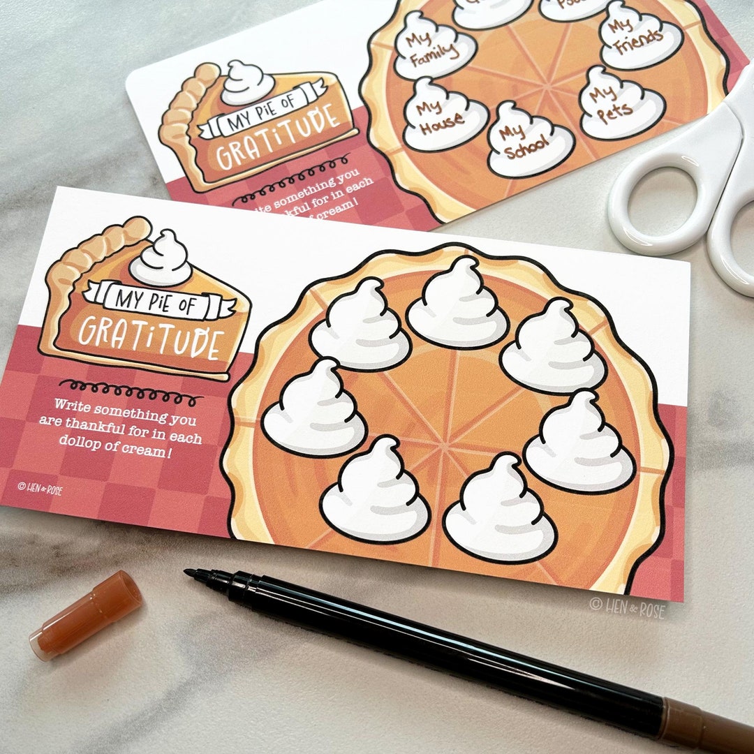 Gratitude Pie Printable, Thankful for ... Kid Thanksgiving Activity ...
