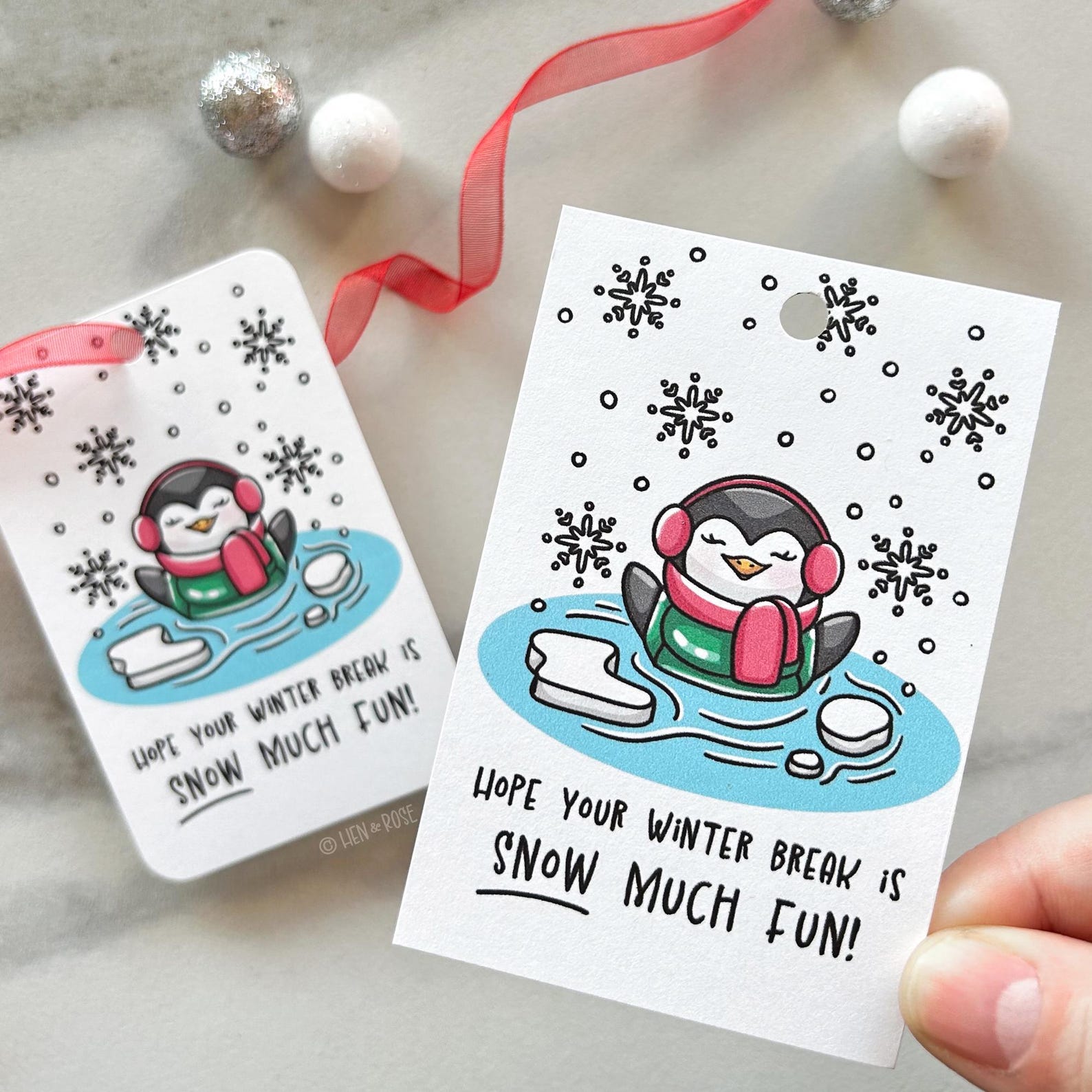Snow Much Fun Penguin Tag, School Winter Break Printable Card for ...