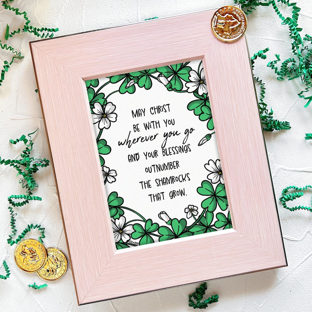 Christian Irish Blessing Spring Art Print, Shamrock St. Patrick's Day ...