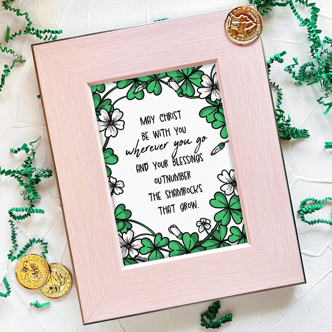 Christian Irish Blessing Spring Art Print, Shamrock St. Patrick's Day ...