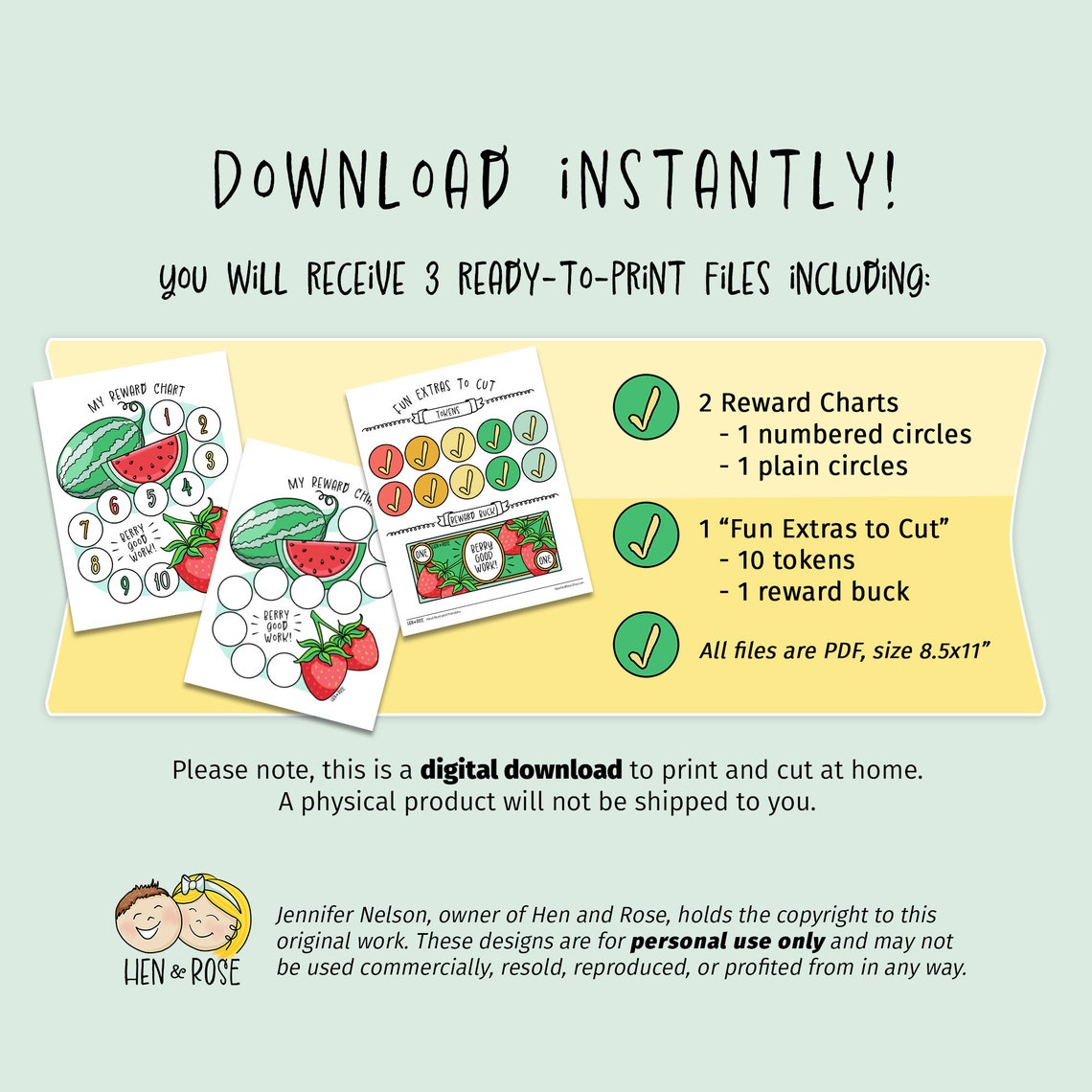 Kids Reward Chart Kit Healthy Foods Reward Bucks Coupon 10 Tokens ...