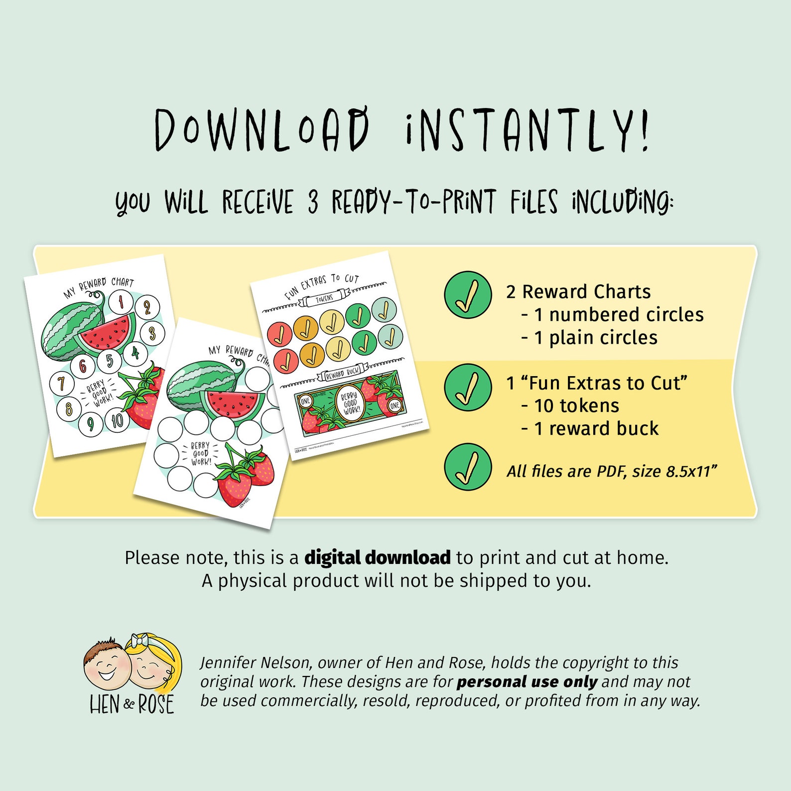 Kids Reward Chart Kit Healthy Foods Reward Bucks Coupon 10 Tokens ...