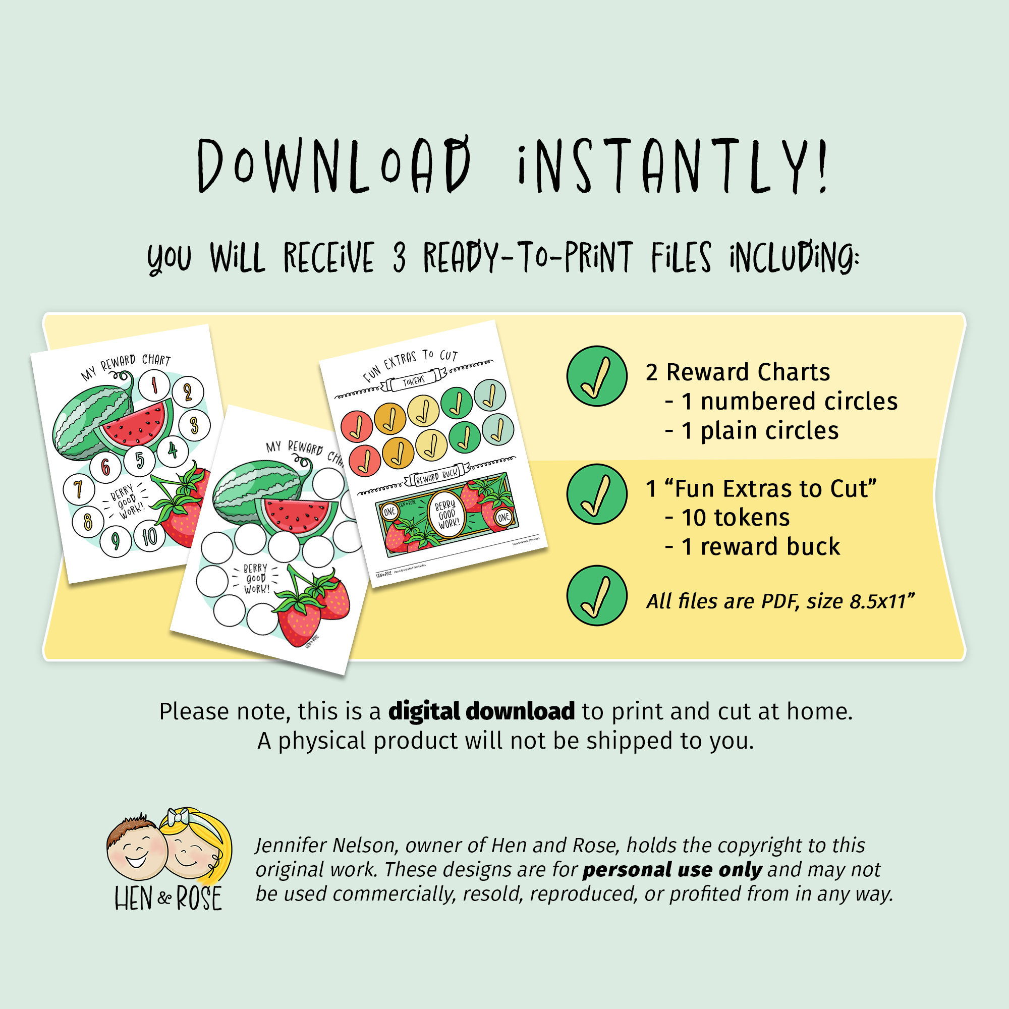 Kids Reward Chart Kit + Healthy Foods Reward Bucks Coupon + 10 Tokens ...