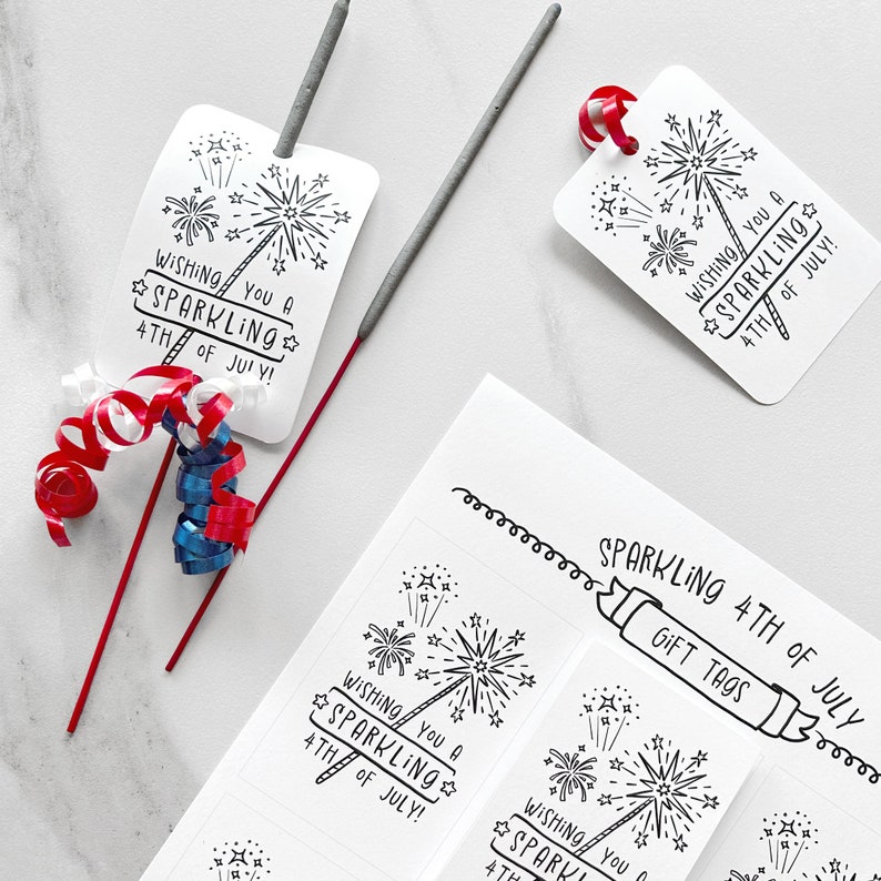 Printable Sparkler Holder, Fourth of July Sparkling Firework Label ...