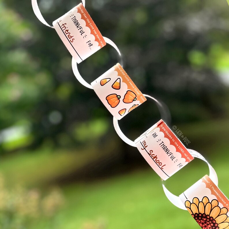 Faith Centered Gratitude Chain Printable, Fall Thanksgiving Kid ...