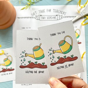 Printable Teacher Appreciation Gift Tags, Thank You for Helping Me Grow ...