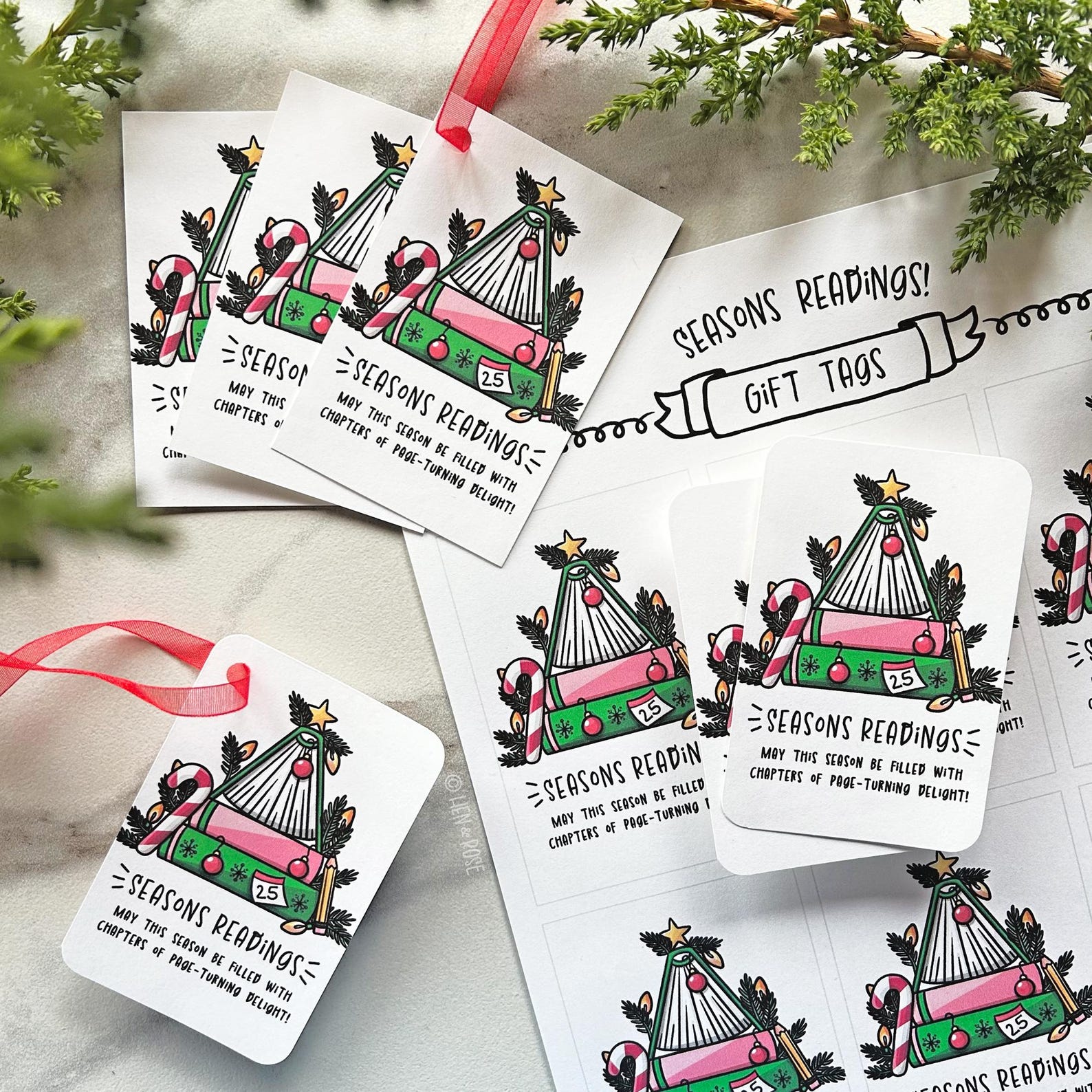 Seasons Readings Gift Tag Printable, Christmas Card for Book Lover to ...