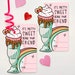 Sweet Birthday Party Favor Tag for Kids, Crazy Straw Valentine Card ...