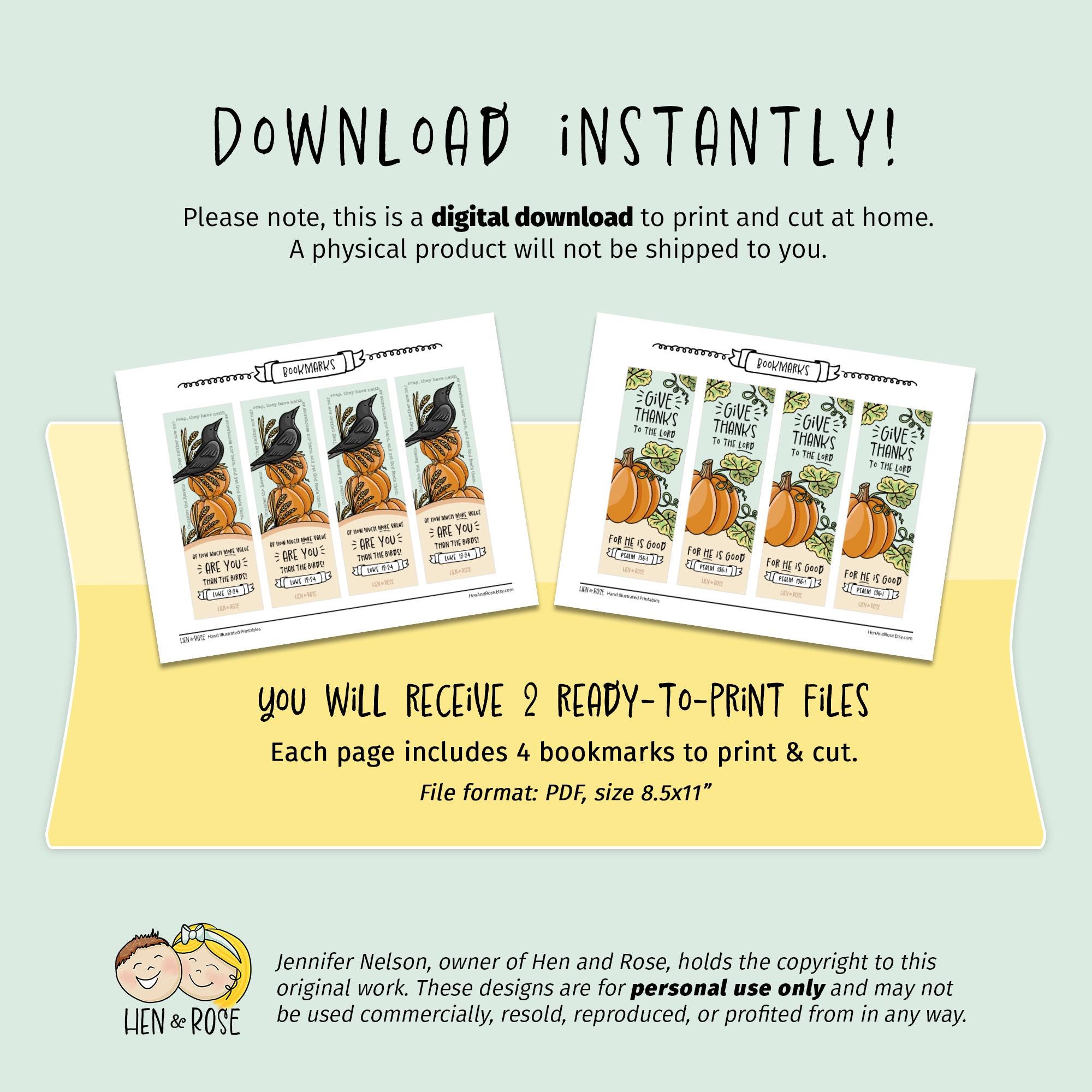 Fall Bible Bookmark Bundle Printable, Christian Quote Psalms 136 Luke ...