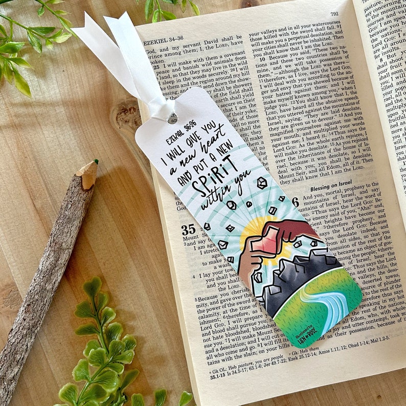 A New Heart Bible Bookmark Printable, Christian Quote From Ezekiel 36 ...