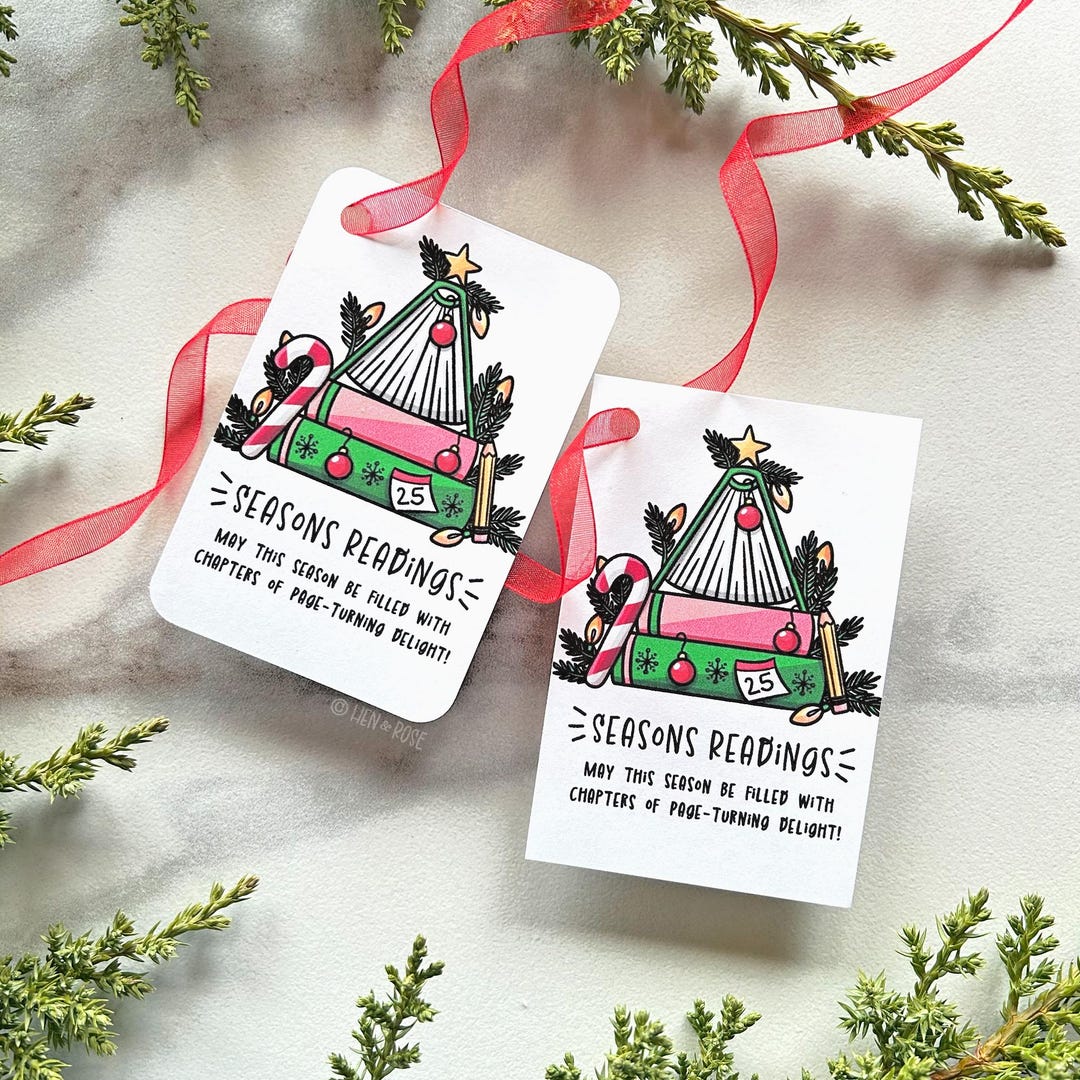 Seasons Readings Gift Tag Printable, Christmas Card for Book Lover to ...
