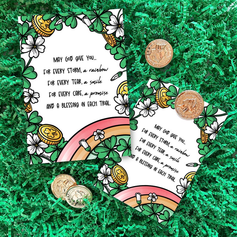 Christian St. Patrick's Day Irish Prayer Art Print, Hand Drawn Shamrock ...