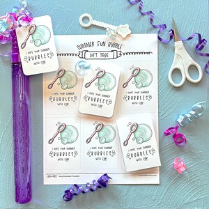 Printable Bubble Gift Tags, Summer Kickoff Party Favor Card, End of ...