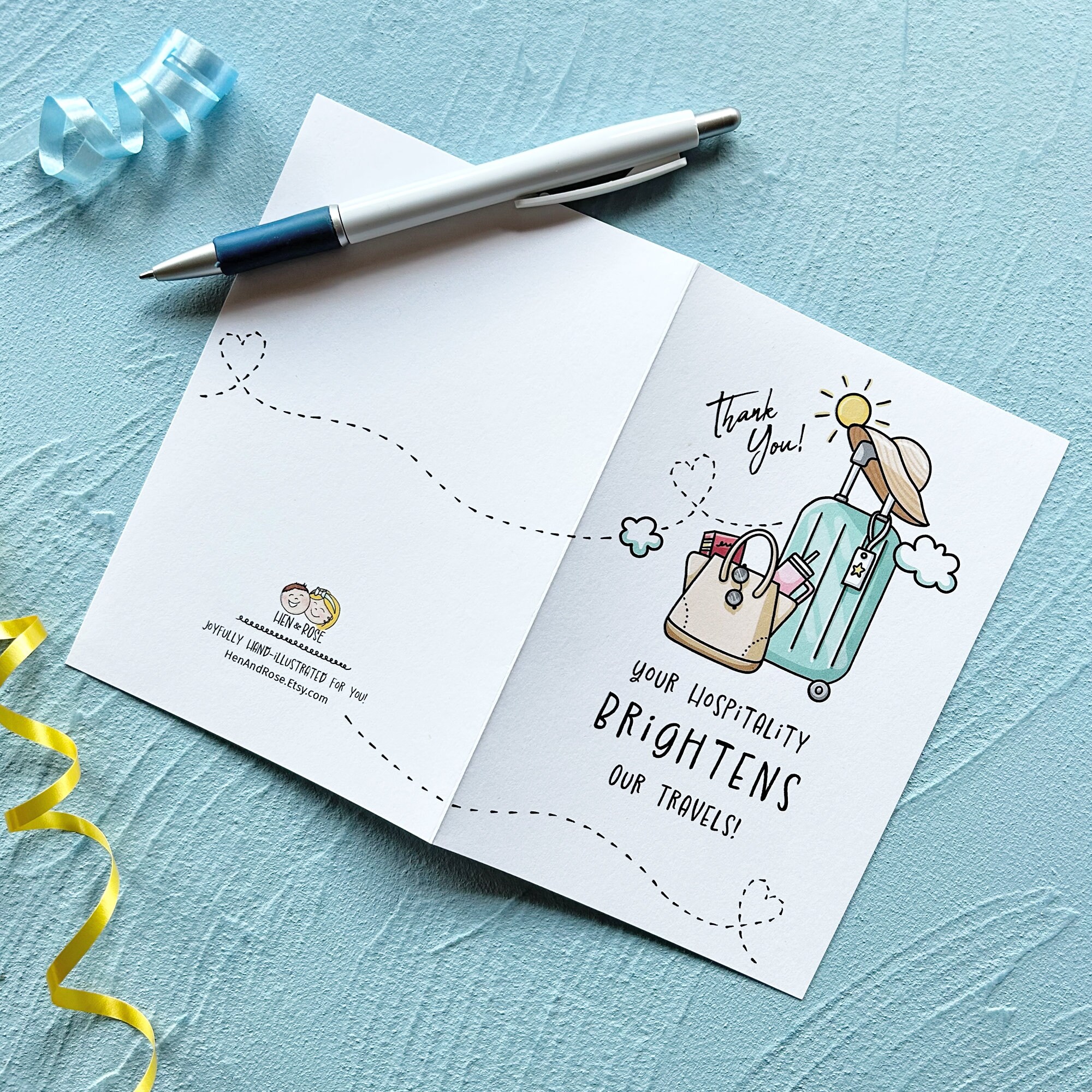 Printable Hospitality Thank You Card, Hotel Staff Flight Crew Care ...