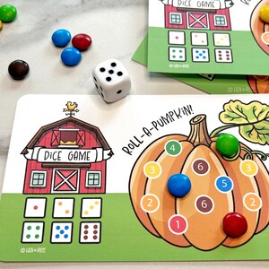 Roll A Pumpkin Dice Game Printable, Kid Thanksgiving Table Party Game ...