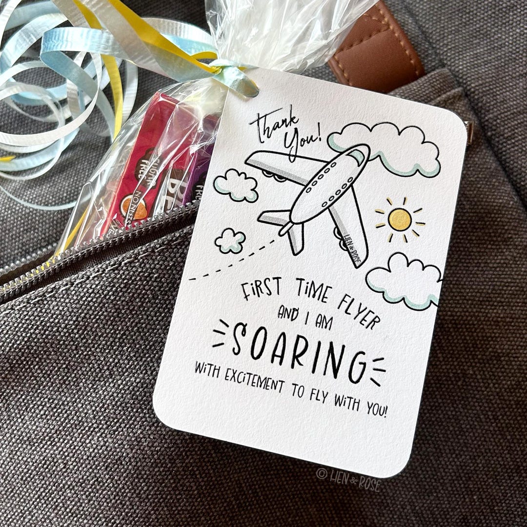 First Flight Printable Flight Attendant Gift Tag, First Time Flying ...
