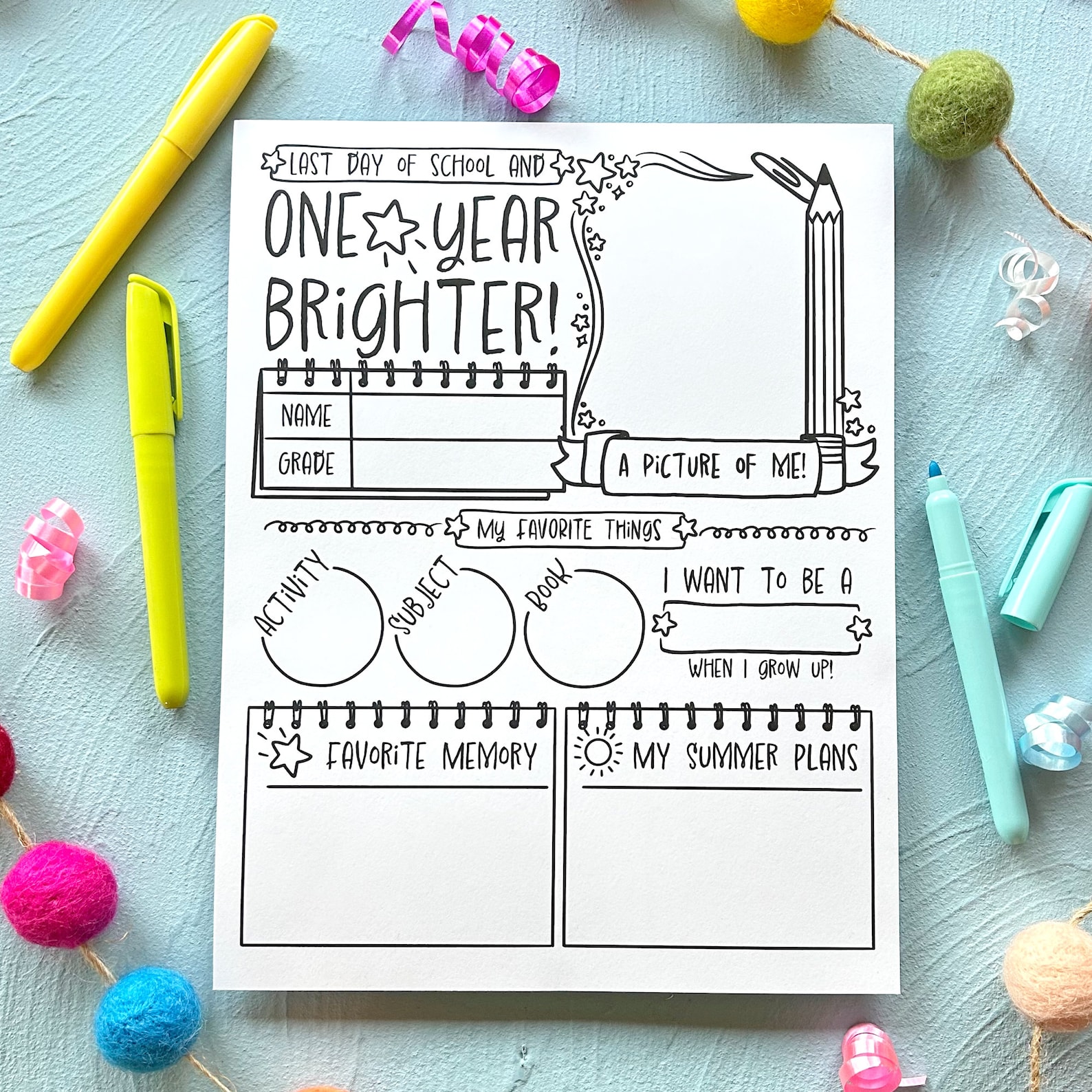 Year in Review End of School Year Worksheet, Memory Book Coloring Page ...