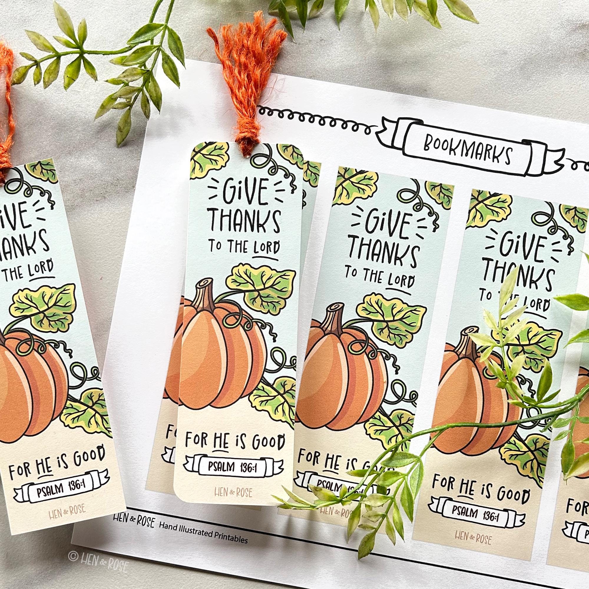 Give Thanks Bible Bookmark Printable, Christian Quote From Psalms 136 ...
