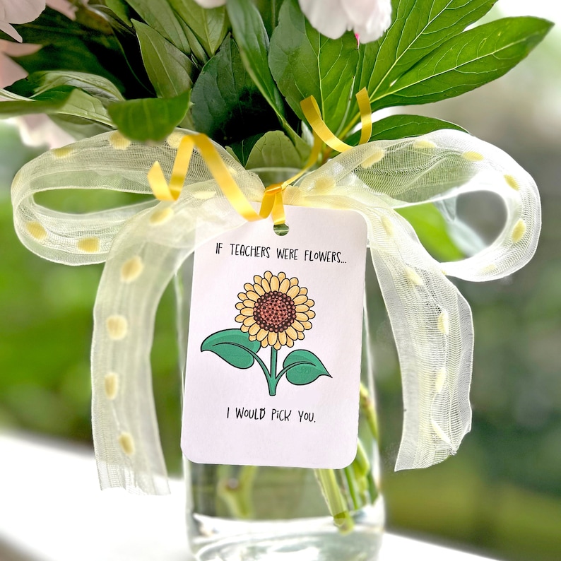 Printable Teacher Appreciation Gift Tags, Sunflower Thank You Card, End ...