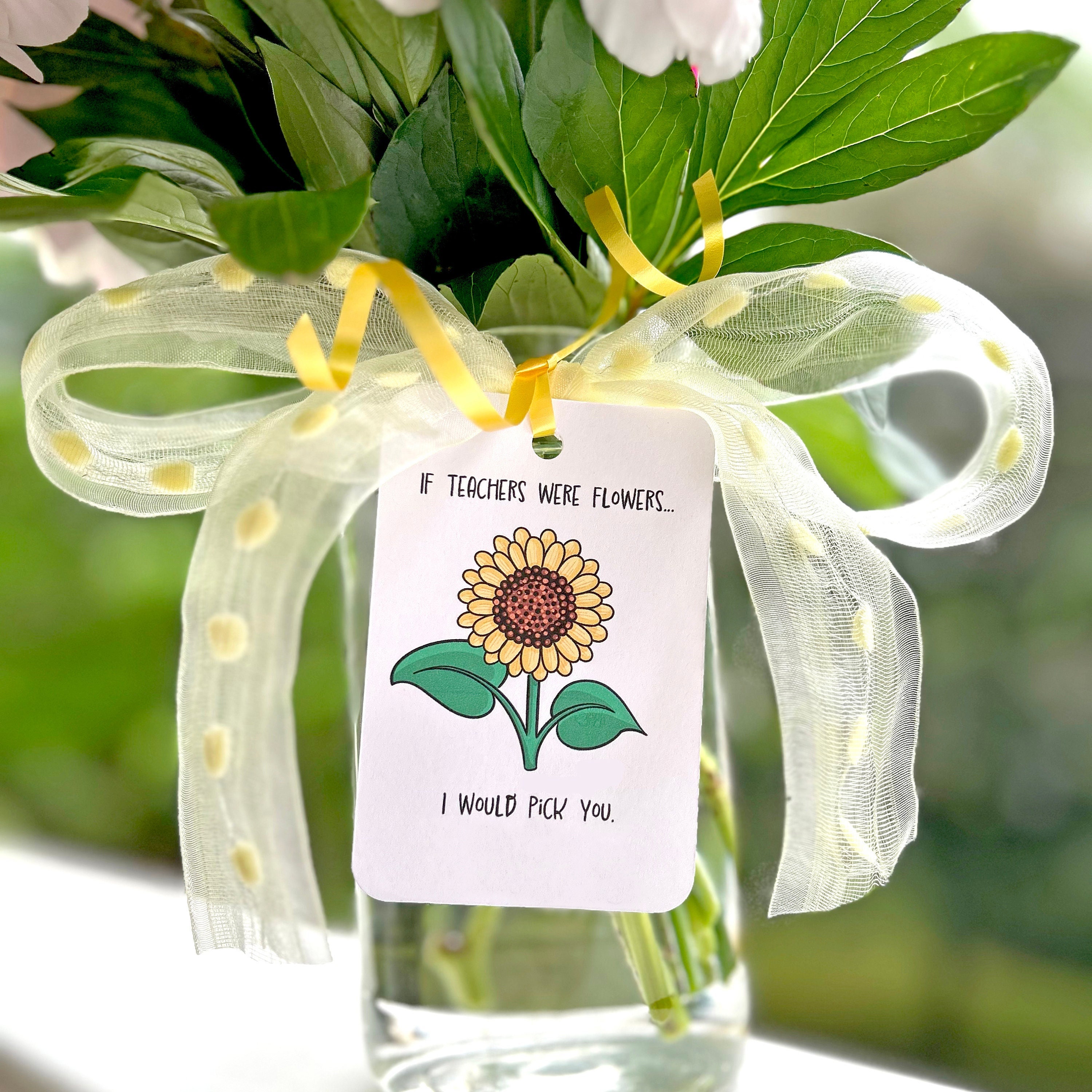 Printable Teacher Appreciation Gift Tags, Sunflower Thank You Card, End ...