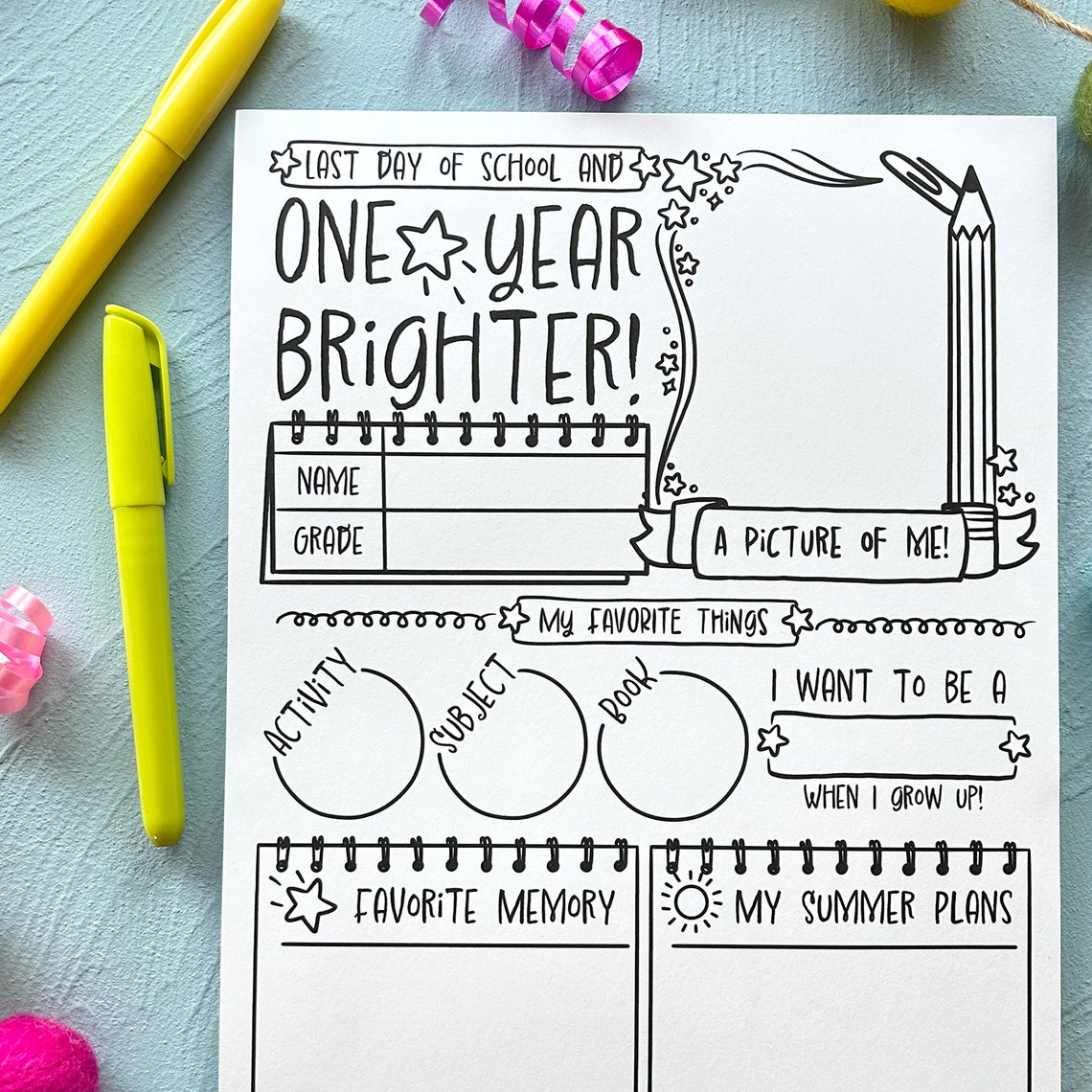 Year in Review End of School Year Worksheet, Memory Book Coloring Page ...