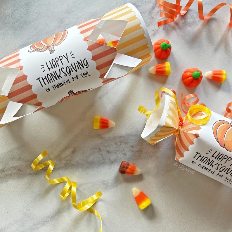 Thanksgiving Treat Box Bundle Printable, Turkey Pumpkin Dinner Cracker ...