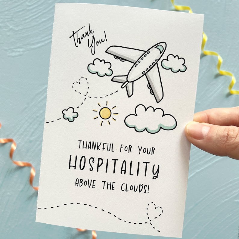 Printable Flight Attendant Thank You Card, Flight Crew Care Package ...