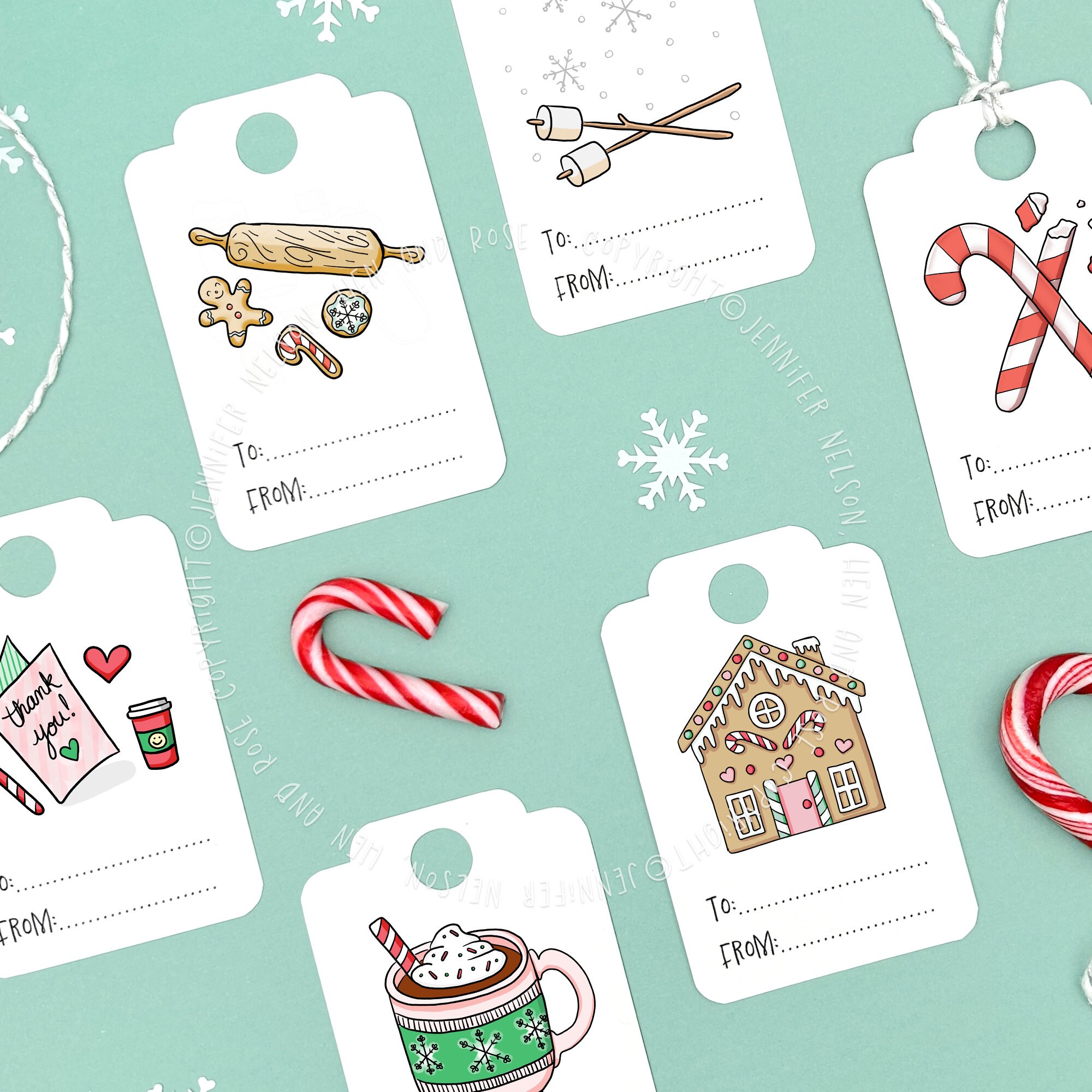 Hand Drawn Christmas Treat Gift Tags Winter Holiday Season Instant ...