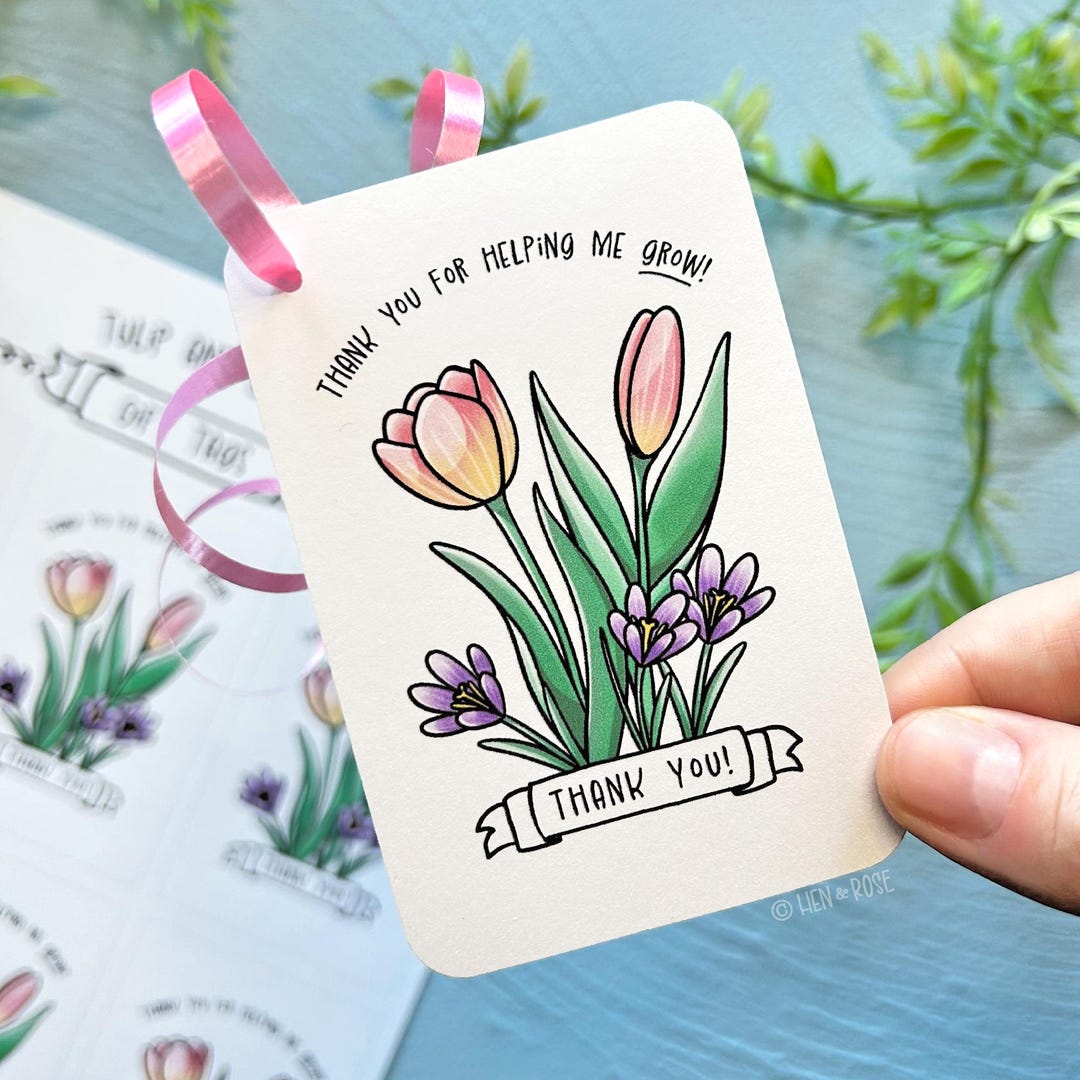 Spring Flowers Teacher Appreciation Gift Tags, Thank You for Helping Me ...