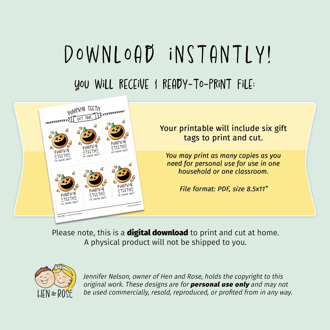 Pumpkin Teeth Treat Tags, Printable Halloween Candy Corn Gift Tags ...