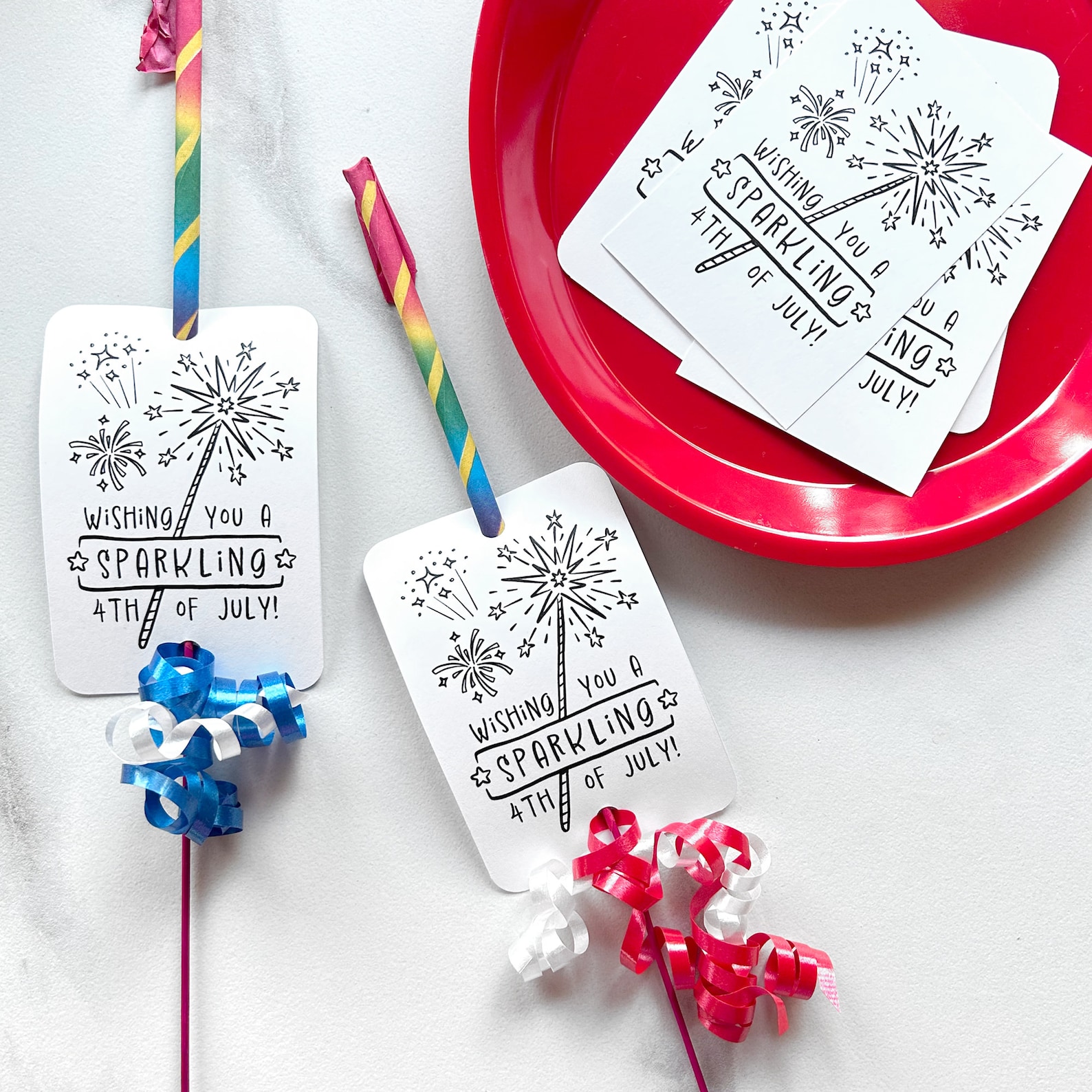 Printable Sparkler Holder, Fourth of July Sparkling Firework Label ...