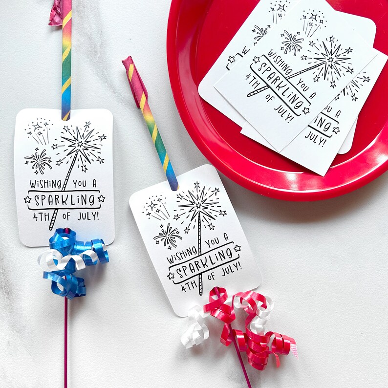 Printable Sparkler Holder, Fourth of July Sparkling Firework Label ...