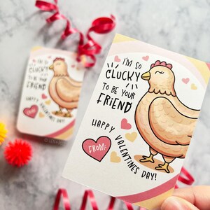 Cute Chicken Valentines Day Card Printable, Clucky to Be Your Friend ...