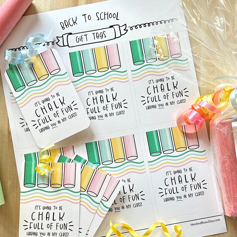Printable Classroom Chalk Gift Tags, Back to School Orientation, First ...