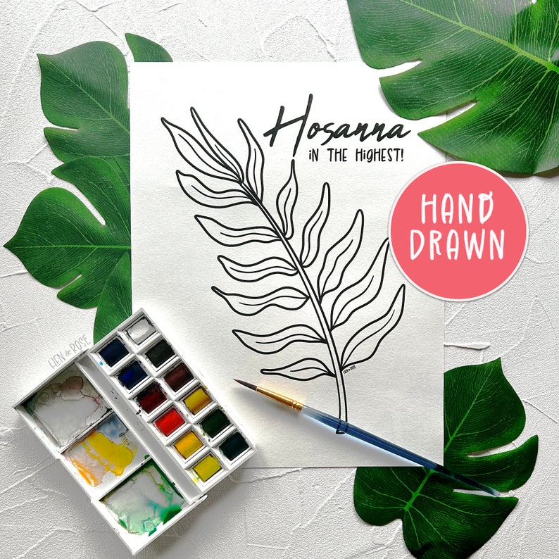 Palm Sunday Coloring Page, Hosanna in the Highest Art Print, Christian ...