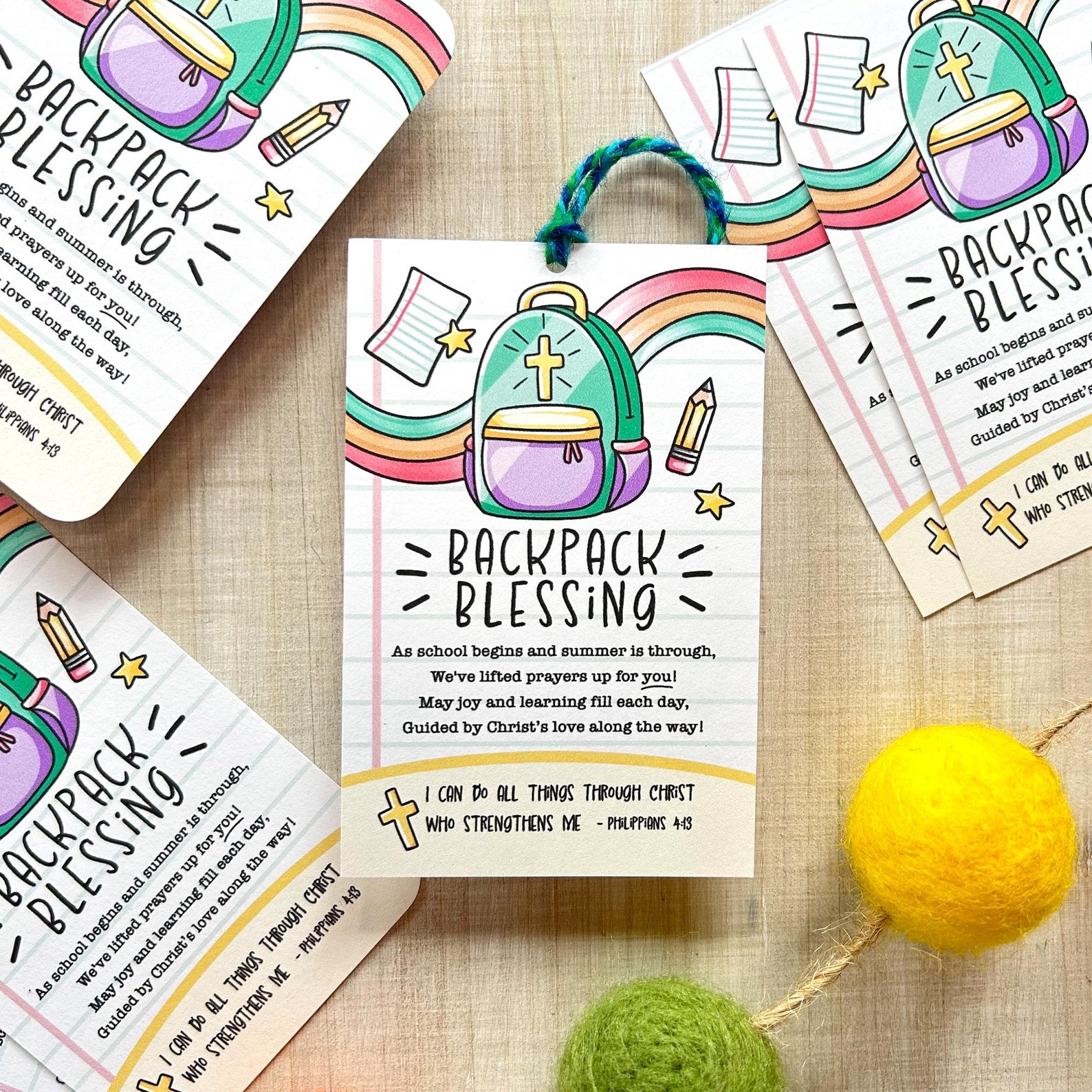 Printable Backpack Blessing Tags, First Day of School Prayer Bag Tags ...