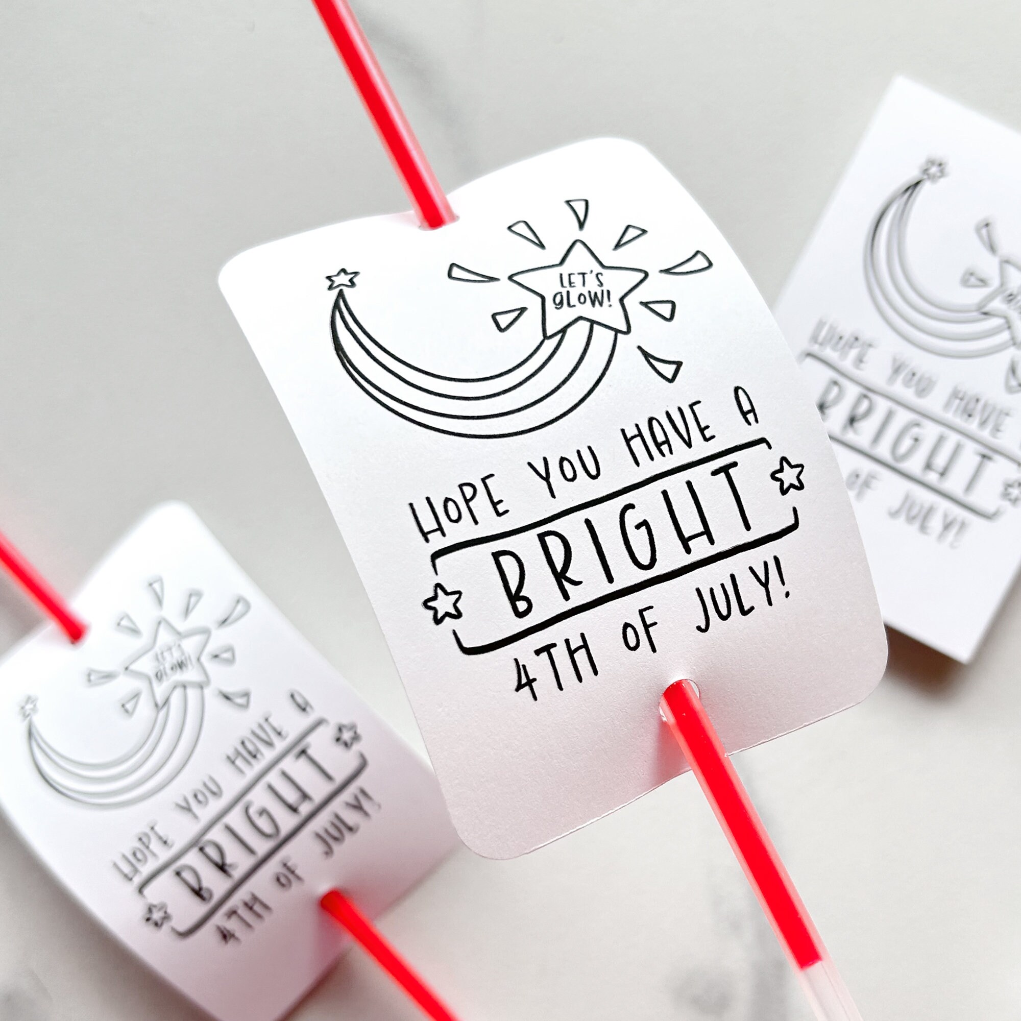 Fourth of July Glow Stick Holder, Printable Light up Necklace Gift Tag ...