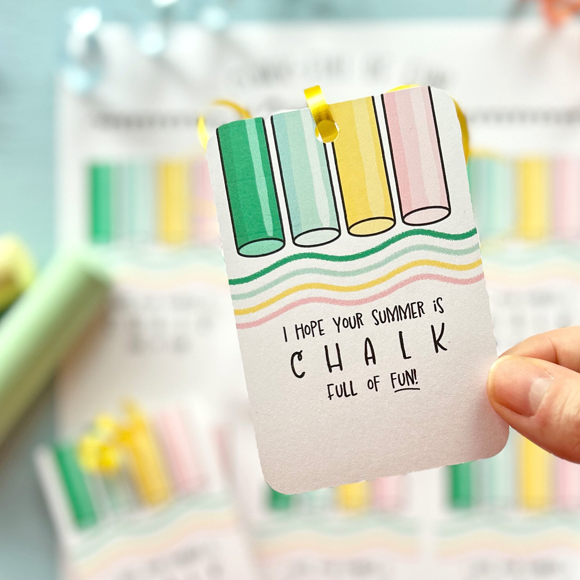 Printable Chalk Gift Tags, Summer Kickoff Party Favor Card, End of Year ...