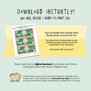 Write-in Easter Bunny Bucks, Printable Easter Gift for Kids, Cute ...
