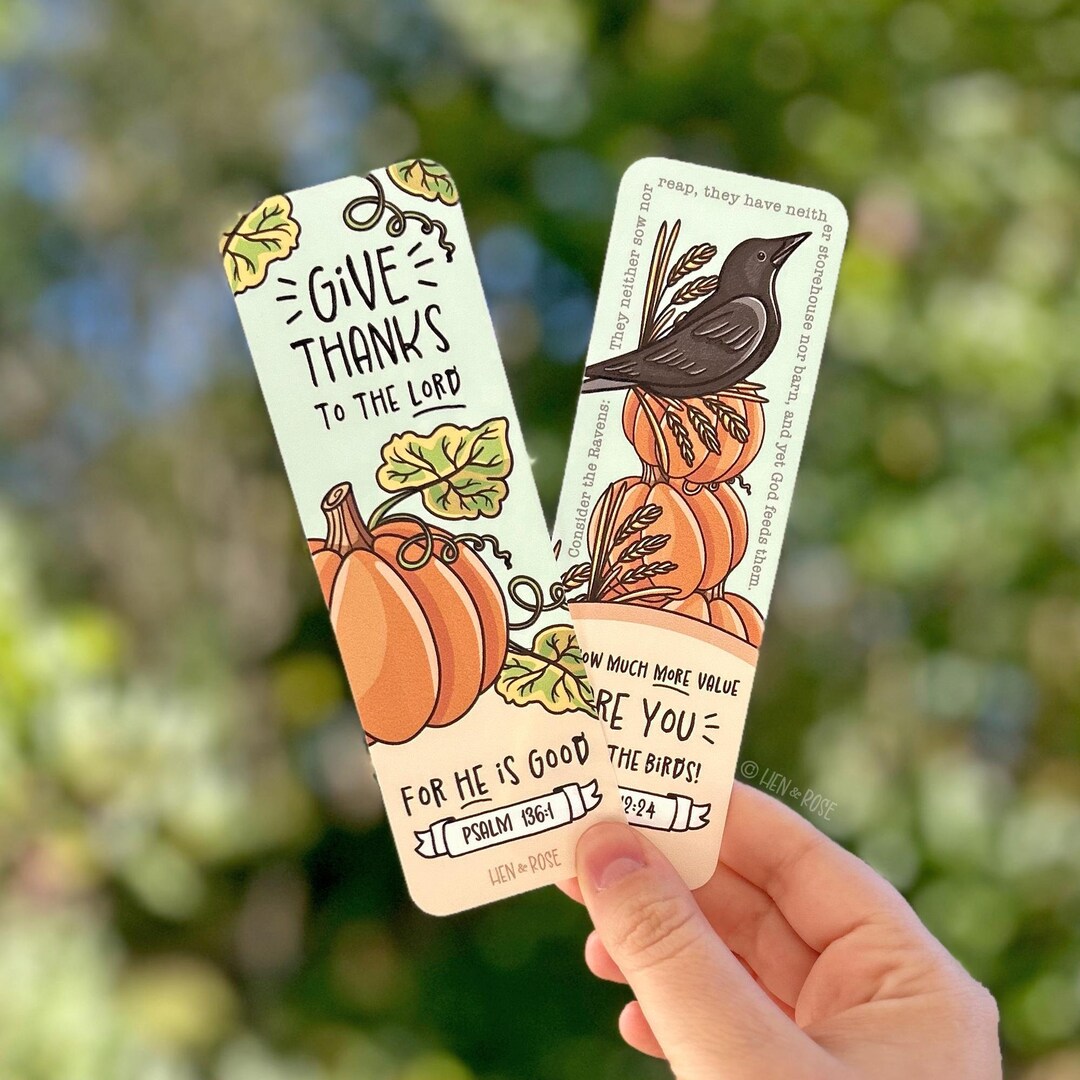 Fall Bible Bookmark Bundle Printable, Christian Quote Psalms 136 Luke ...